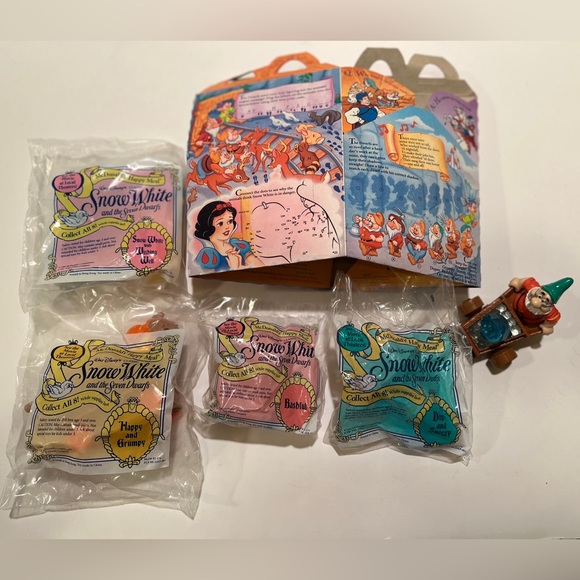 Disney | Toys | Lot Of Vintage Mcdonalds Snow White The Seven Dwarfs Happy Meal Toys Box | Poshmark
